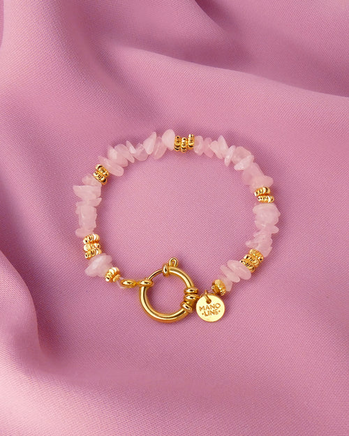 Bracelet TIAMO - Rose Quartz Doré – Manoline