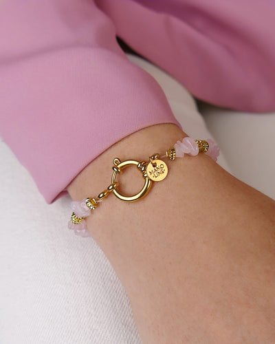 Bracelet TIAMO - Rose Quartz Doré – Manoline